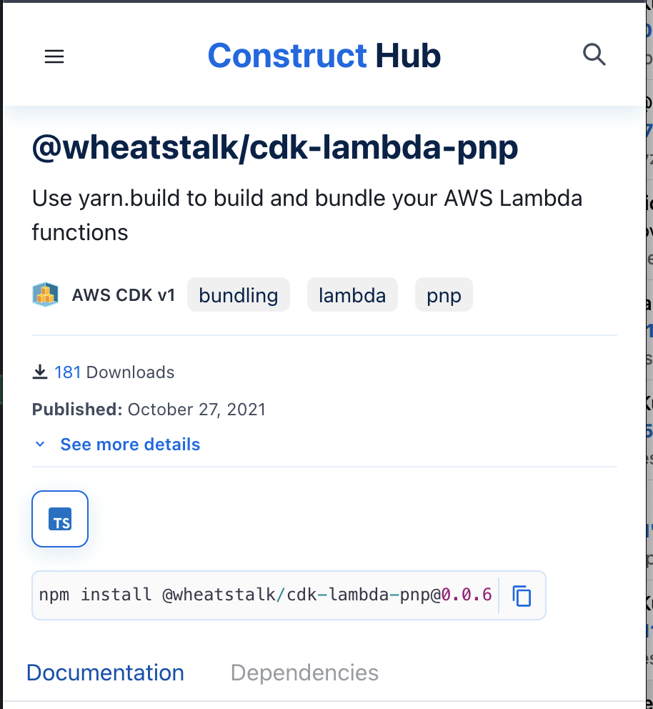 Package Page: Display AWS CDK's version with which the package was created · Issue #427 ...