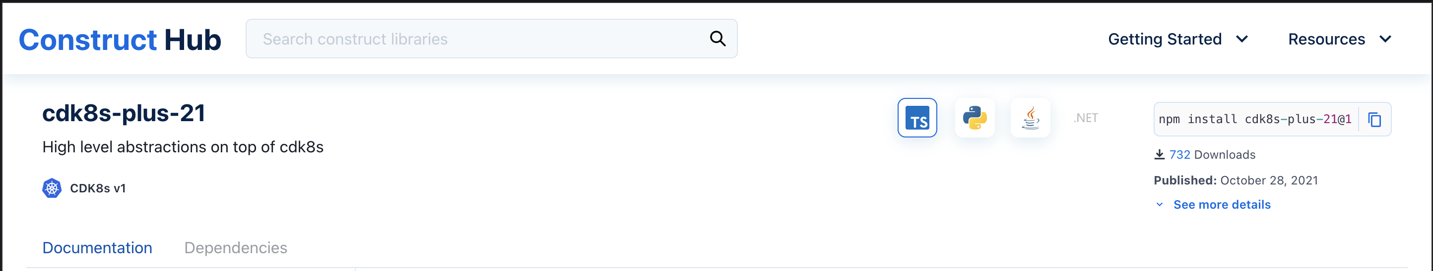 Construct page header takes too much space · Issue #330 · cdklabs/construct-hub-webapp · GitHub