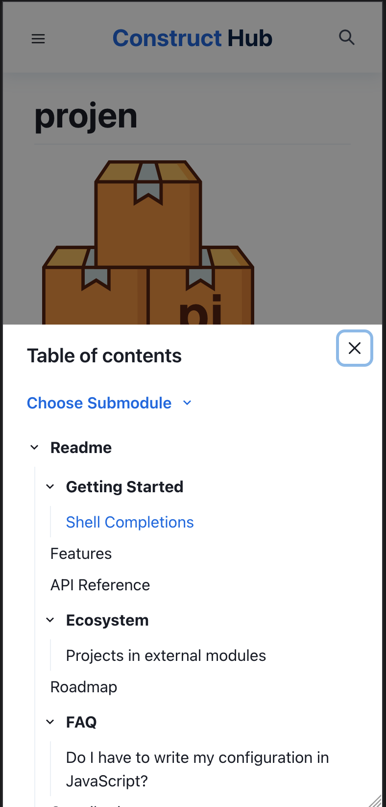 Add the navigation bar to mobile · Issue #791 · cdklabs/construct-hub-webapp · GitHub