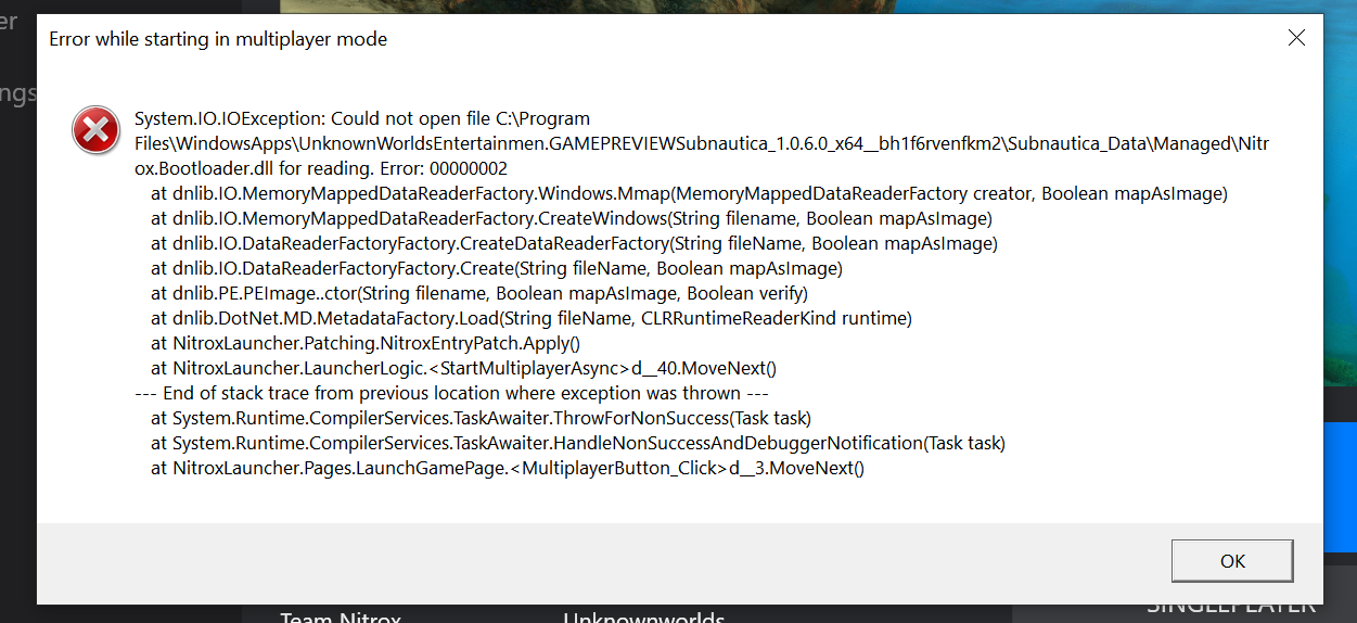 Multiplayer not launching · Issue #1525 · SubnauticaNitrox/Nitrox · GitHub