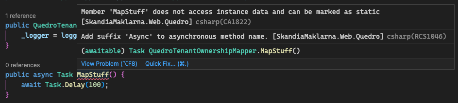 [BUG] Analyzers and code fixes not working in C# Dev Kit? · Issue #61 · microsoft/vscode ...