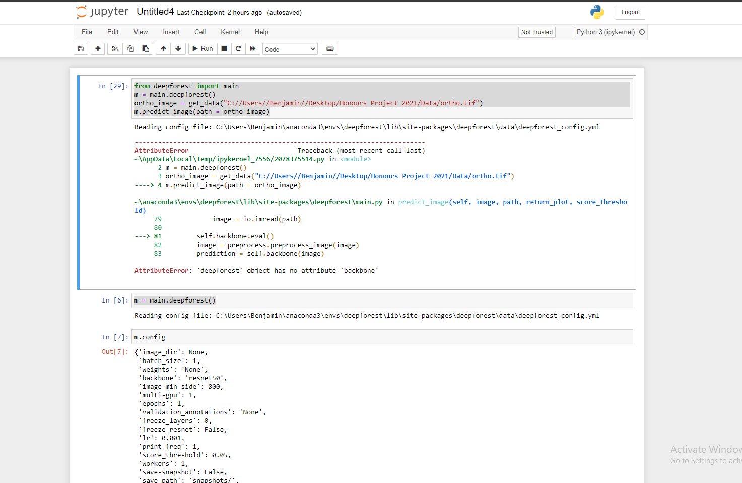 'deepforest' object has no attribute 'backbone' · Issue #223 · weecology/DeepForest · GitHub