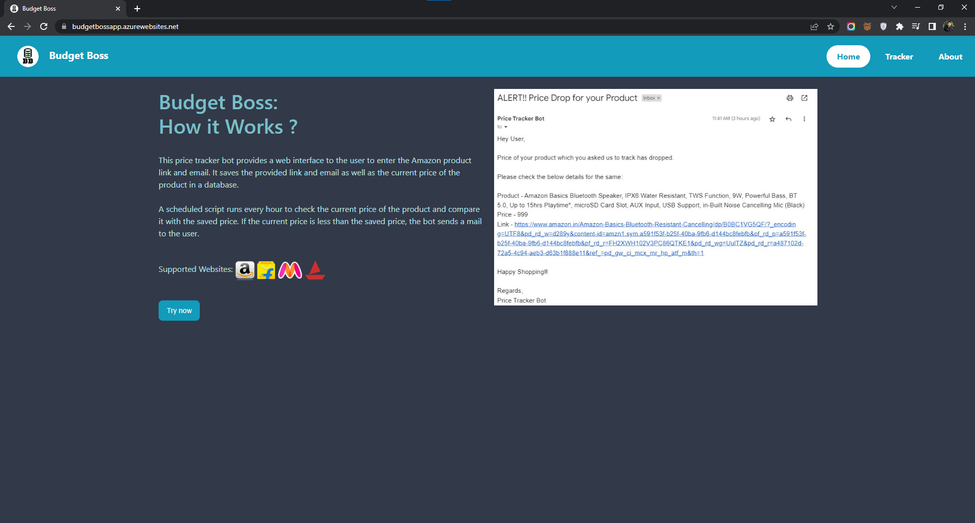 GitHub - adhirajpandey/Budget-Boss: Price Tracking Web Application which Notifies on Price Drop