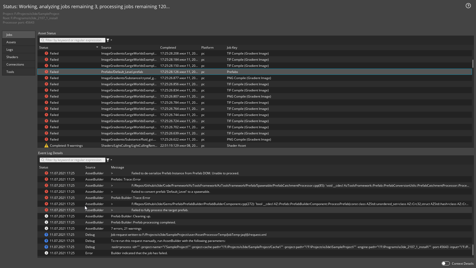 All shaders fail to Process · Issue #2067 · o3de/o3de · GitHub