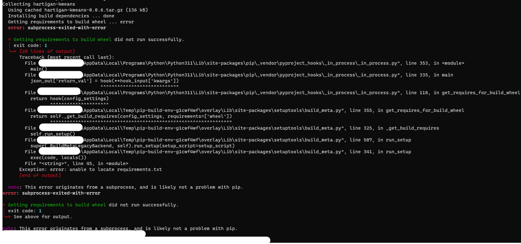 Cannot find requirements.txt when installing via pip · Issue #3 · IBM/hartigan-kmeans · GitHub