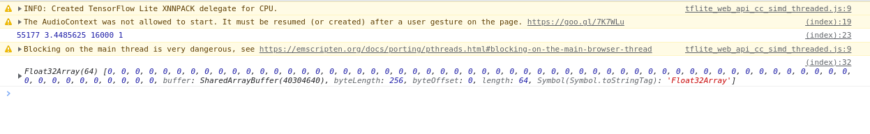 [tflite] Uncaught RuntimeError: Aborted(). Build with -s ASSERTIONS=1 ...