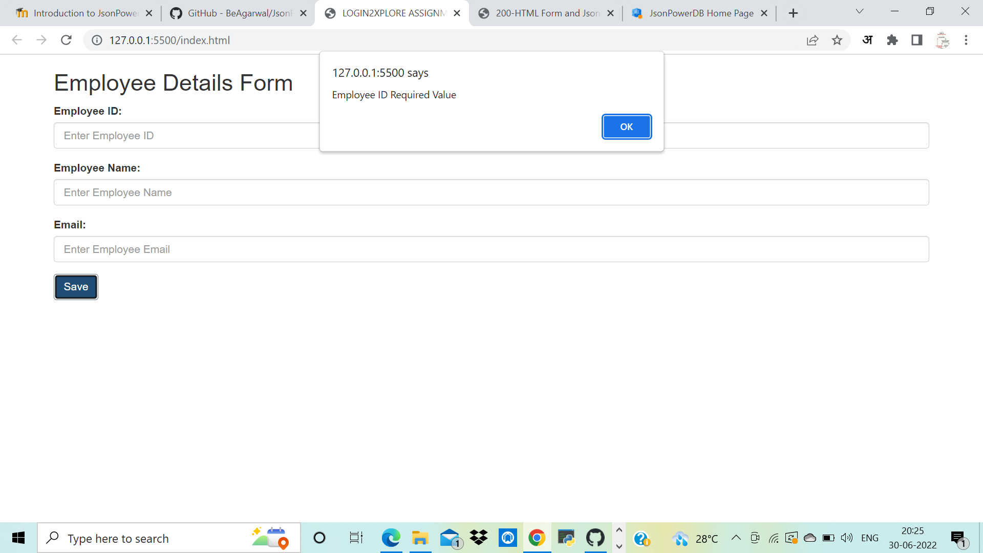 GitHub - Ajaysdhillon/Login2xplore-assignment: This contains basically a html form with the help ...