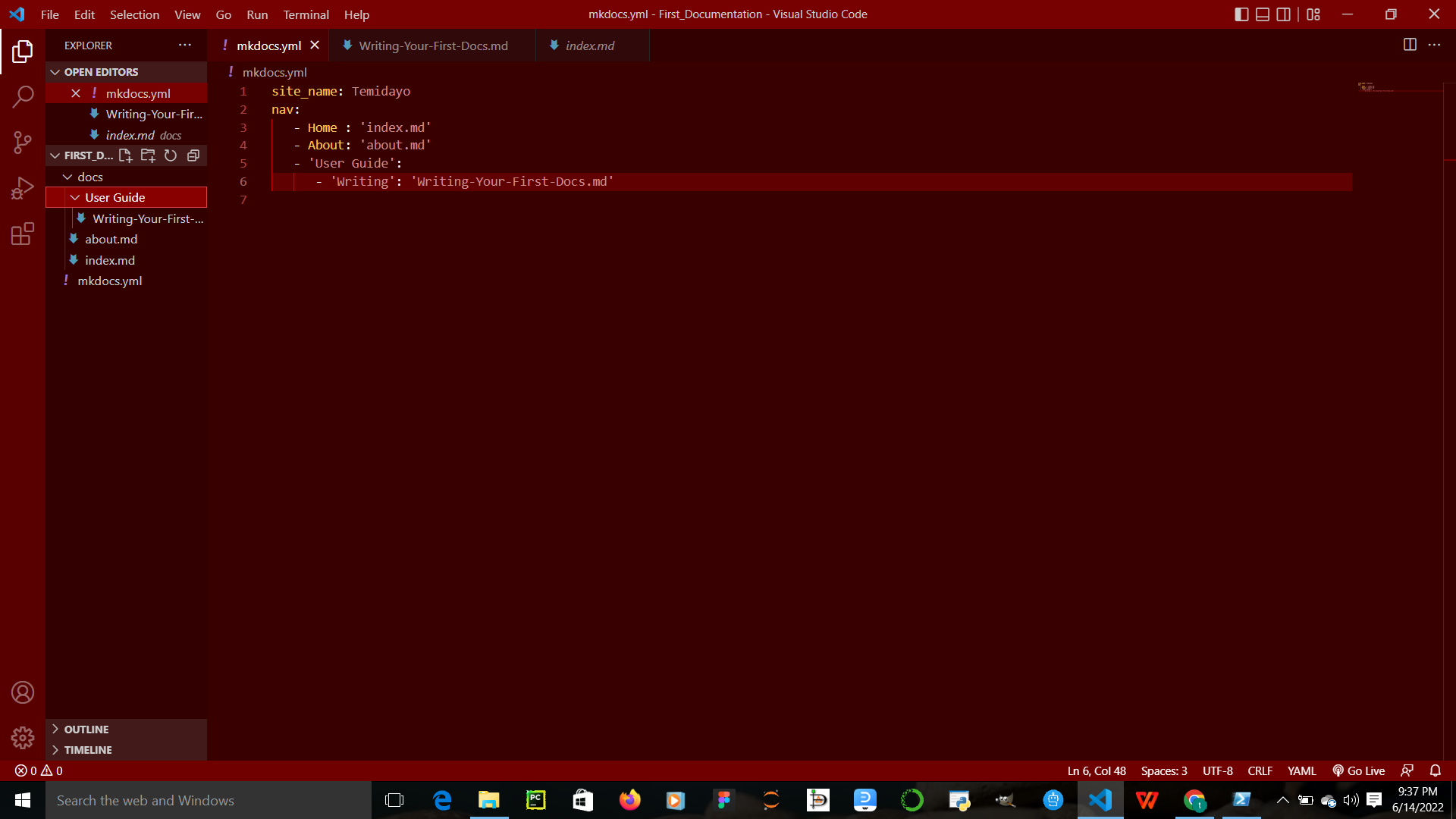 Issues creating the navigation in `mkdocs.yml` · Issue #2866 · mkdocs/mkdocs · GitHub