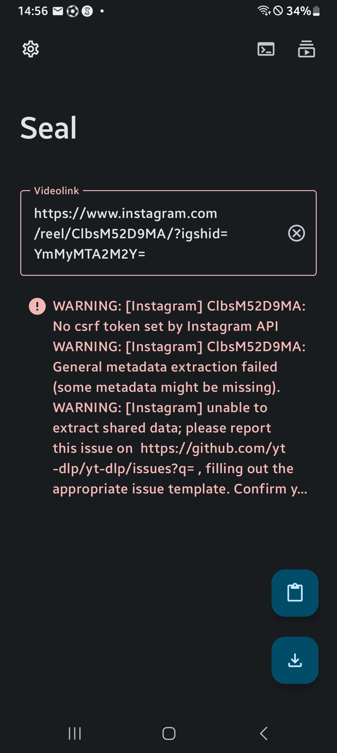 Can't download Reels video · Issue #575 · JunkFood02/Seal · GitHub