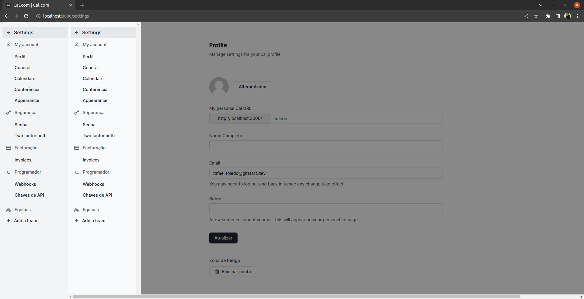 Duplicate sidebar on settings · Issue #4642 · calcom/cal.com · GitHub