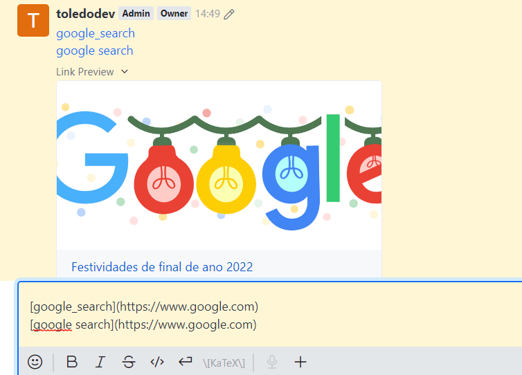 New message parser fails to render markdown-formatted links with underscores in the description ...