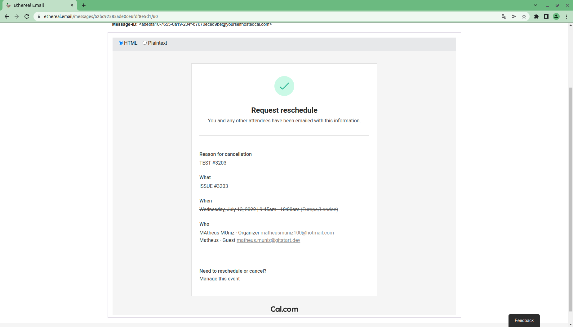When free@example.com, requested a reschedule, this email was sent to him. · Issue #3203 ...
