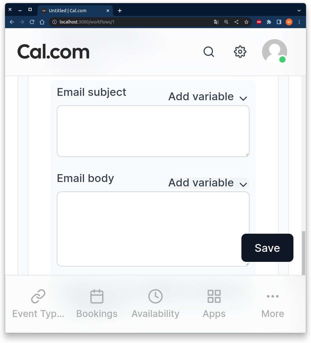 /workflows /detail-view - Add variable button hover alignment is off · Issue #4461 · calcom/cal ...