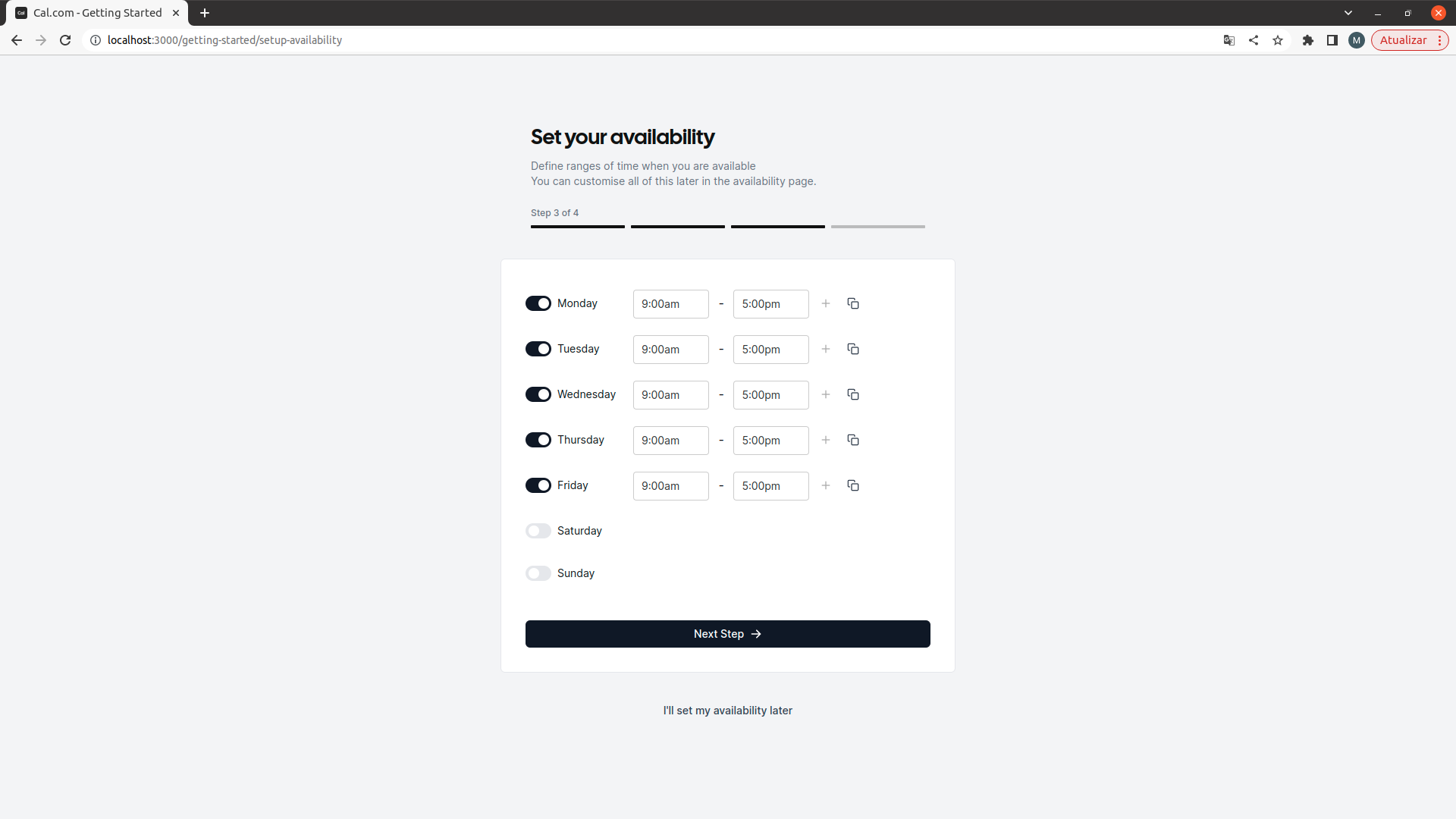 /getting-started/setup-availability the table of days breaks depending ...