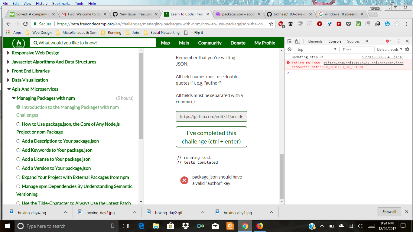 How to use package.json challenge not accepting correct answer · Issue #16333 · freeCodeCamp ...