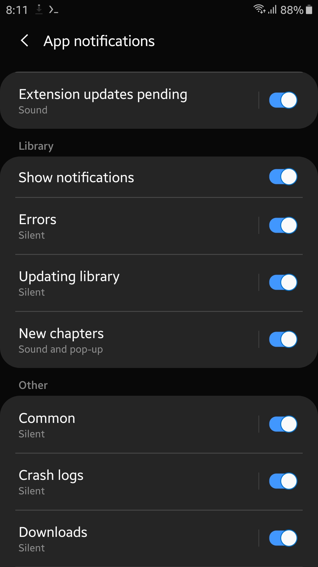 [Feature Request] Separate notification group for library update ...