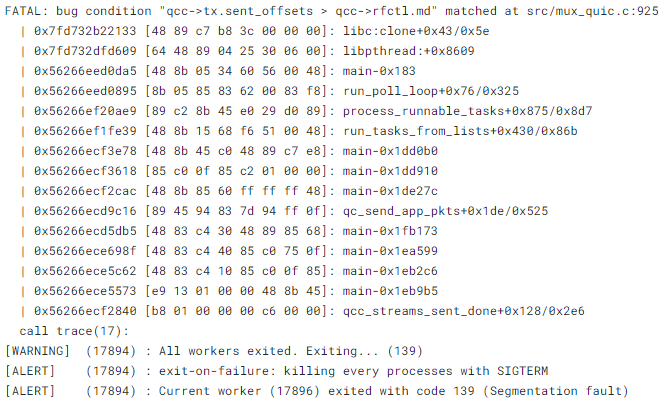QUIC frontend occasional SIGSEGV · Issue #1738 · haproxy/haproxy · GitHub