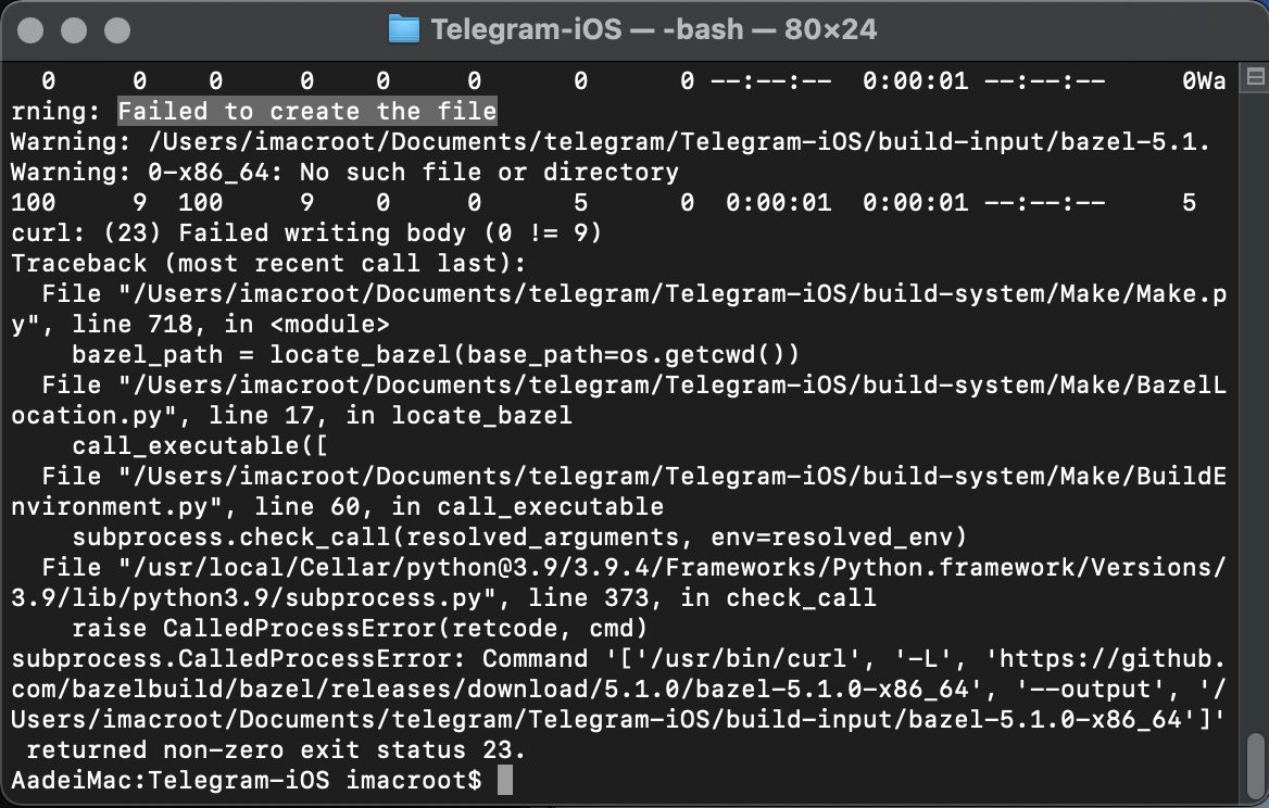 Build Failed · Issue #783 · TelegramMessenger/Telegram-iOS · GitHub