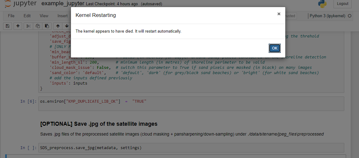 Kernel Died · Issue 244 · Kvos Coastsat · Github