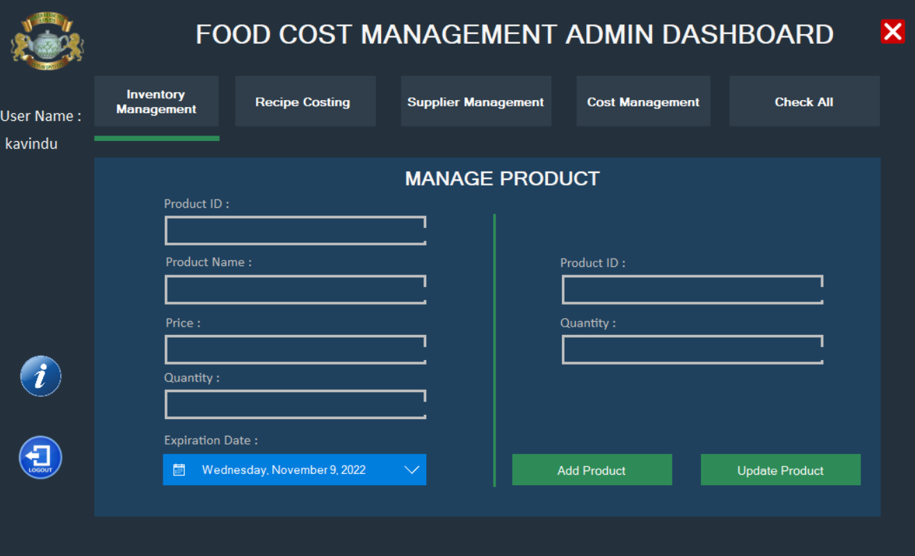 GitHub - KavinduLakmal2000/Food_Cost_Management_System: Food Cost Management System with ADBMS