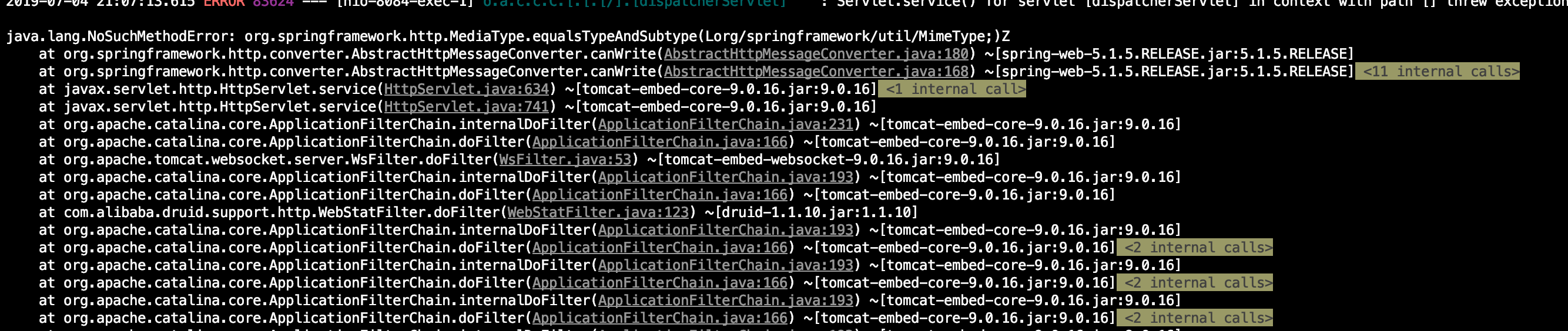 java.lang.NoSuchMethodError: org.springframework.http.MediaType ...