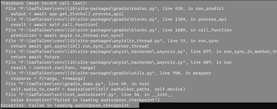 webUi推理失败，未找到audio2pose_checkpoint · Issue #493 · OpenTalker/SadTalker · GitHub