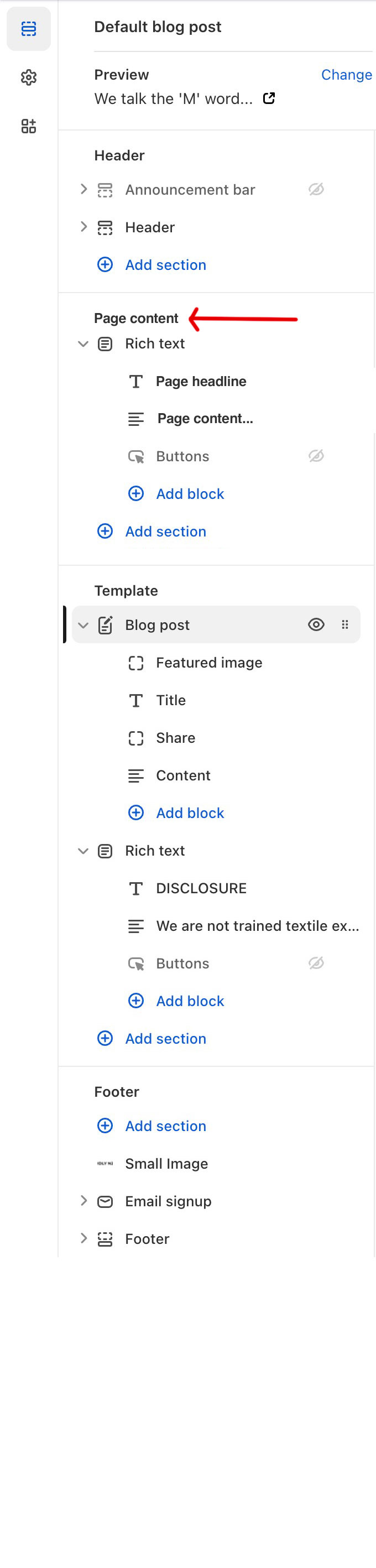 Page-specific content area for page-specific sections/blocks · Issue #3009 · Shopify/dawn · GitHub