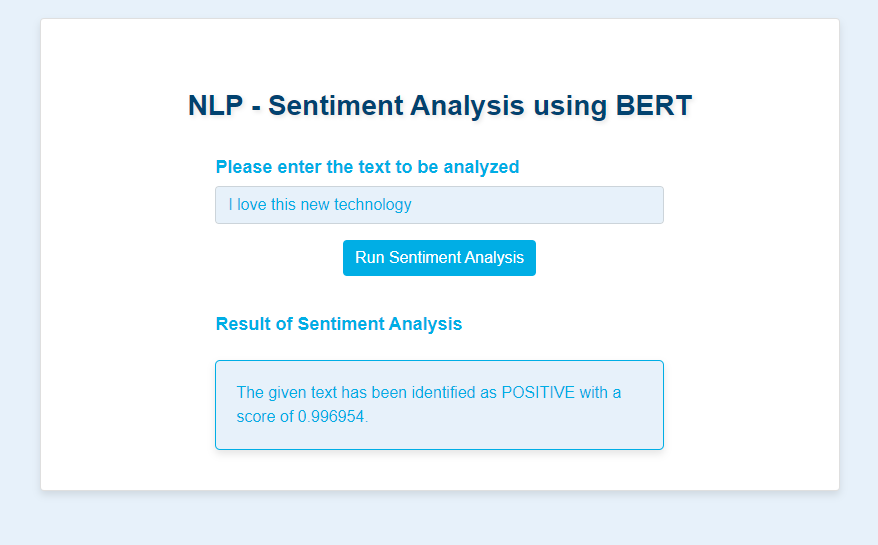 GitHub - SarmadNaroo/Web-based-NLP---Sentiment-Analysis-using-BERT-with-Flask-backend