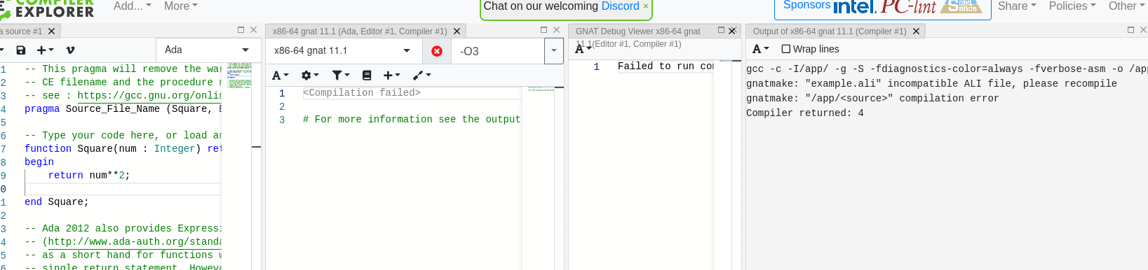 [BUG] Ada compilation error on "incompatible ALI file" · Issue #3041 · compiler-explorer ...