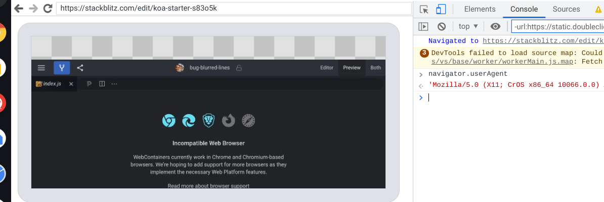 Incompatible Web Browser on Android 11 Tablet · Issue #447 · stackblitz/webcontainer-core · GitHub