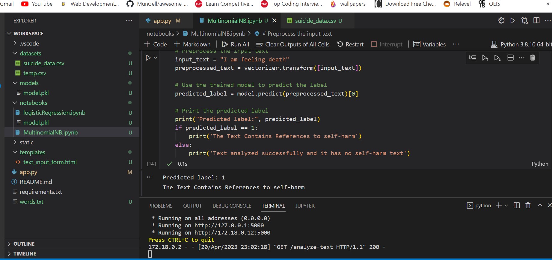GitHub - adarshmarvel22/Self-Harm-Detection-Web-Application: ML, NLP(upcoming)