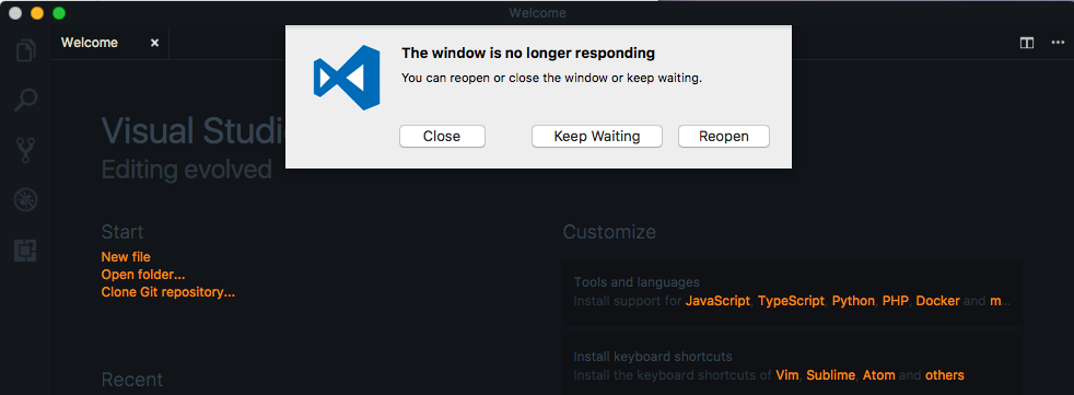 The window is no longer responding · Issue #30474 · microsoft/vscode ...