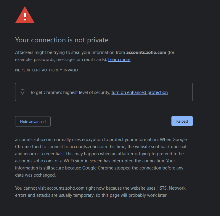 When running Nginx Proxy Manager via docker, I keep getting untrusted certificate errors on Zoom ...