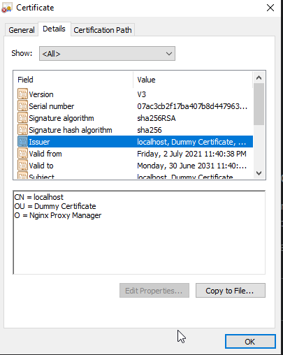 When running Nginx Proxy Manager via docker, I keep getting untrusted certificate errors on Zoom ...