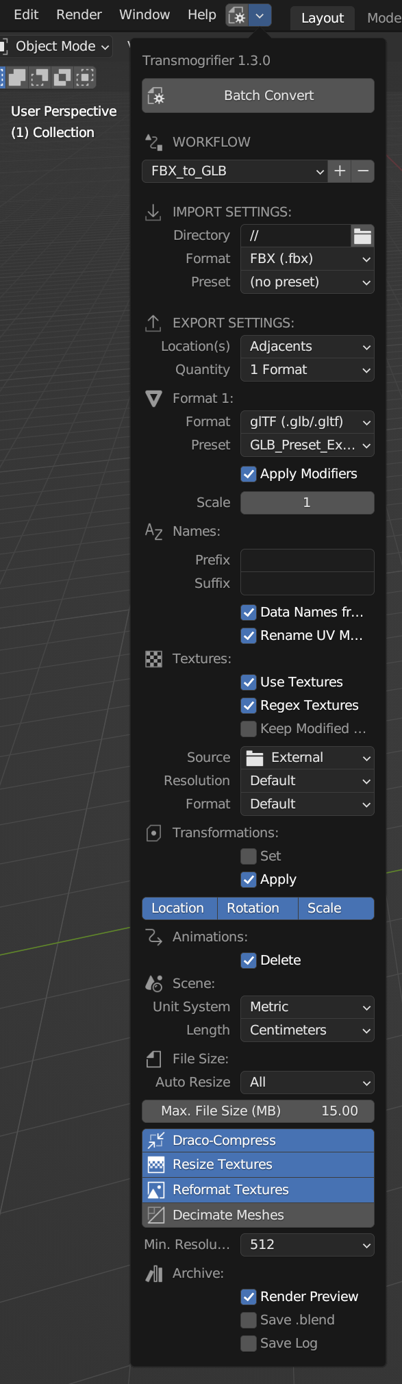 GitHub - SapwoodStudio/Transmogrifier: A Blender addon for batch converting 3D files and ...