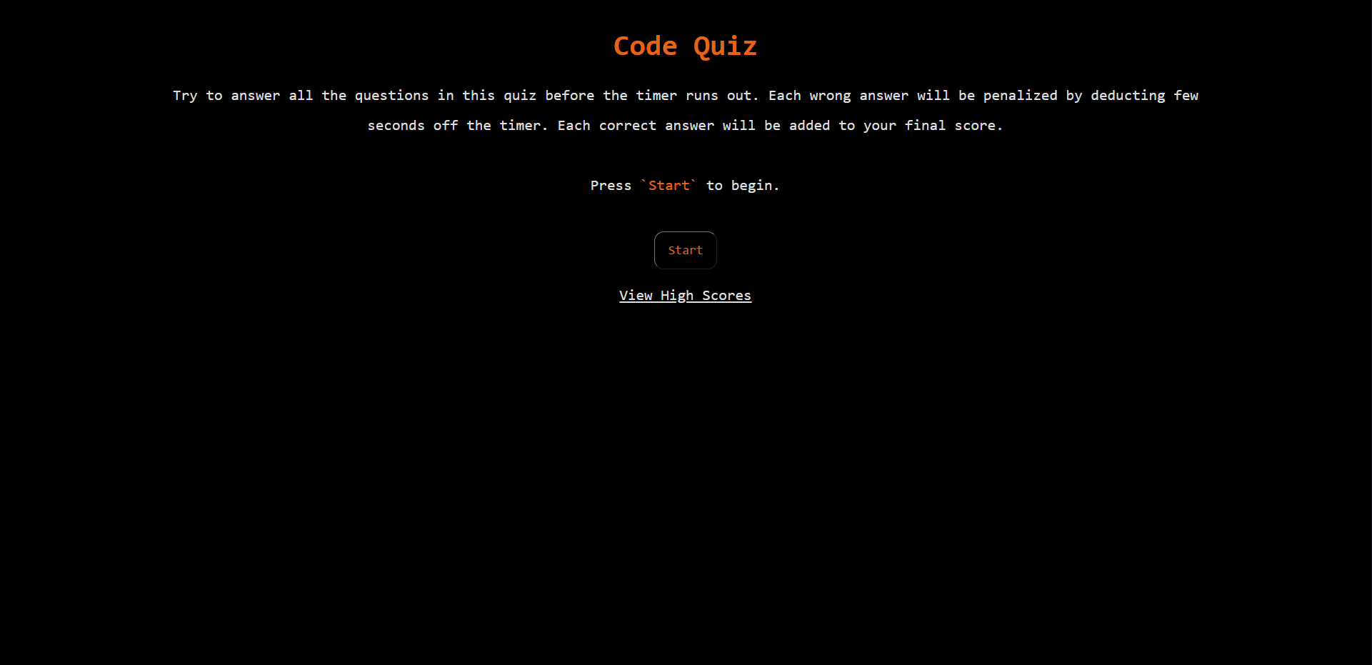 GitHub - mckinleyvj/code-quiz: Loving a little web developing quiz? Take me on.