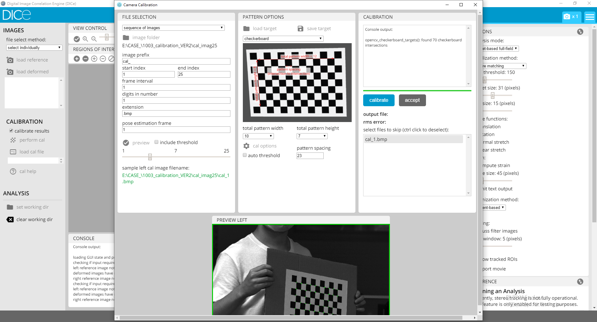 The calibration image shows only one file · Issue #225 · dicengine/dice · GitHub