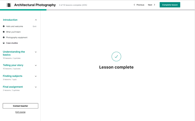 Lesson complete UI feedback · Issue #4481 · Automattic/sensei · GitHub