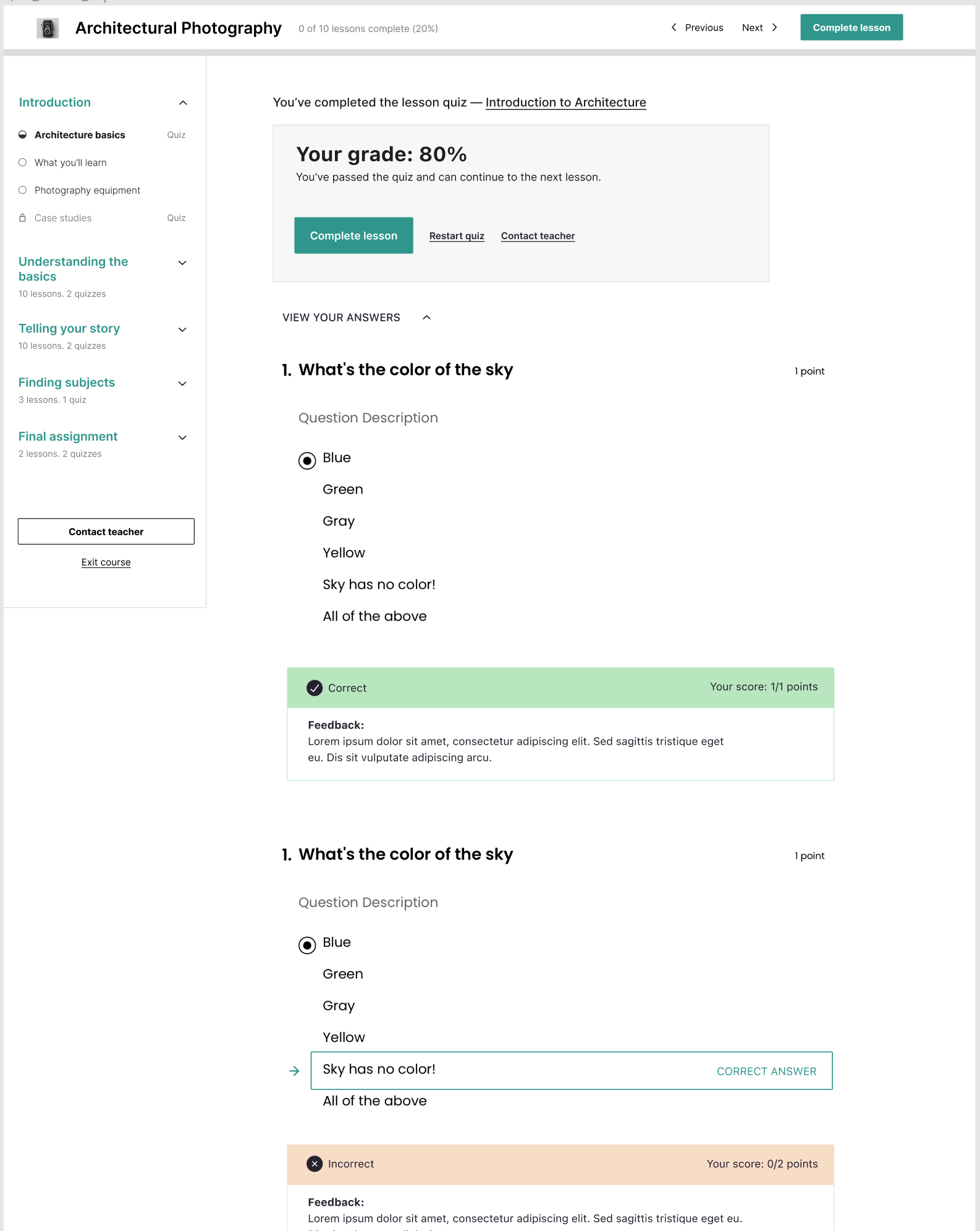 Use default template when in the quiz results page · Issue #4500 · Automattic/sensei · GitHub