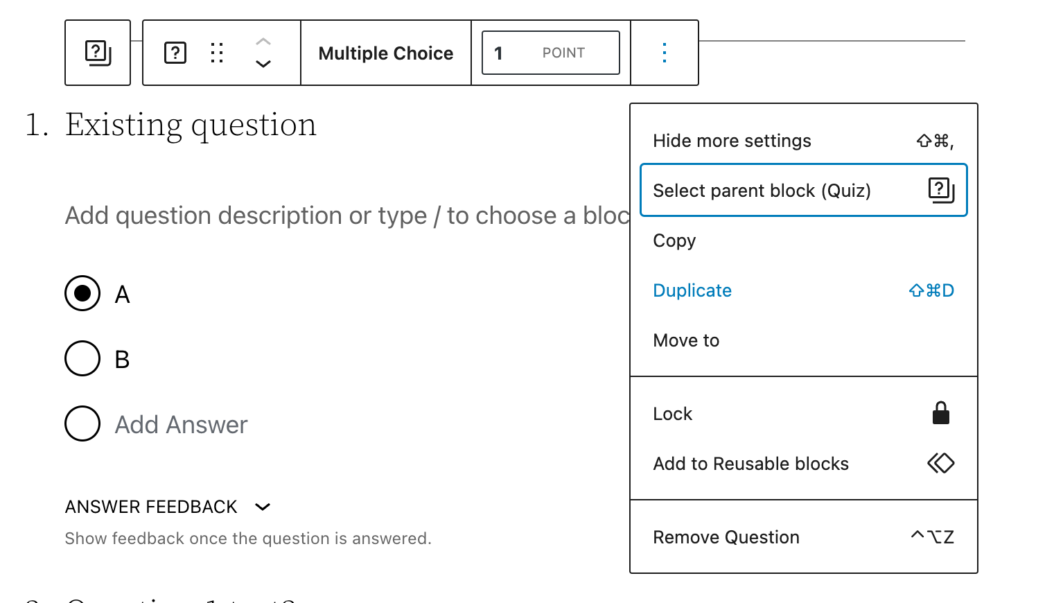 Allow to duplicate quiz questions without being tied to the existing question · Issue #5621 ...