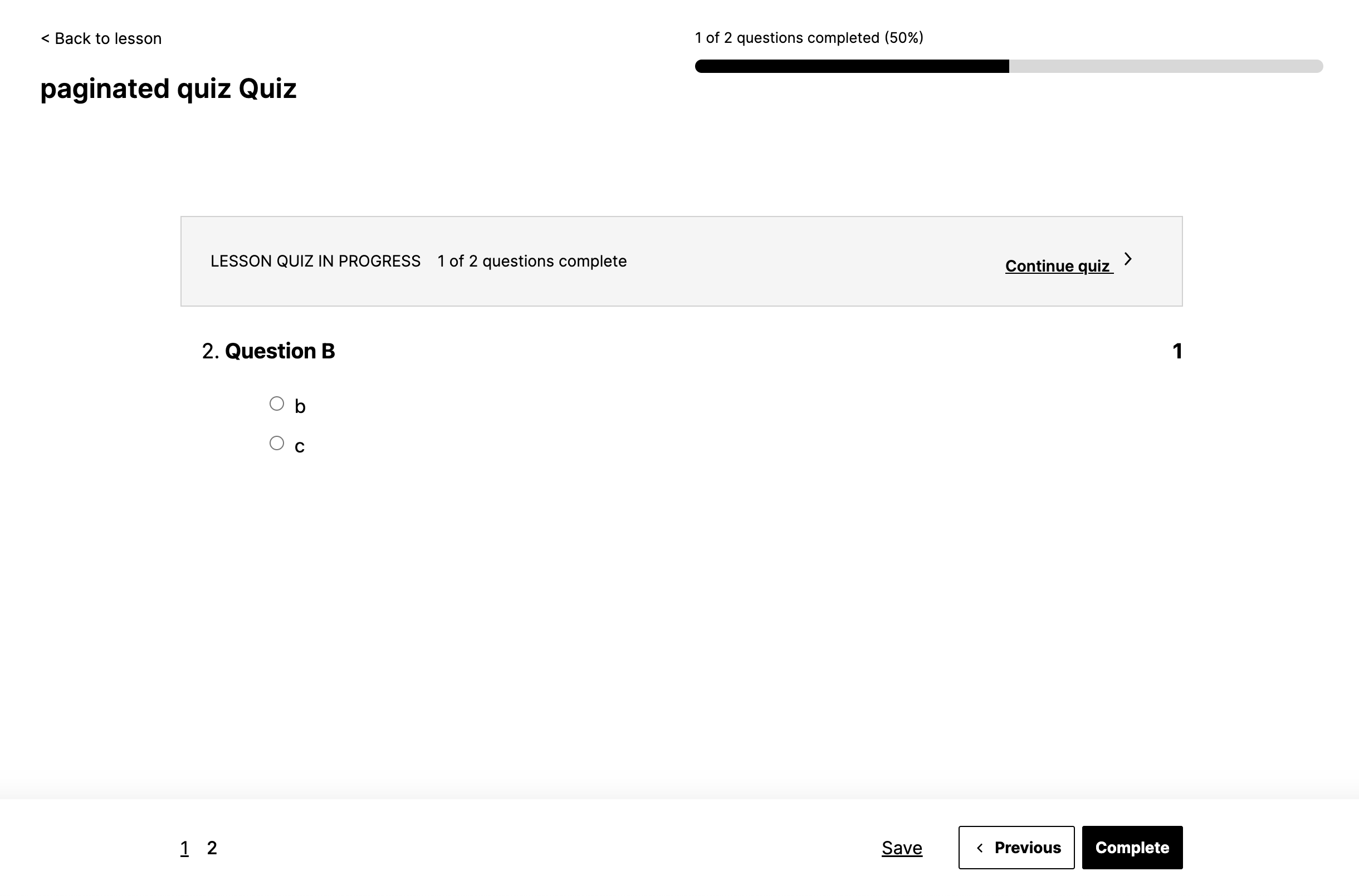 Notice to continue quiz in the paginated quiz · Issue #6199 · Automattic/sensei · GitHub