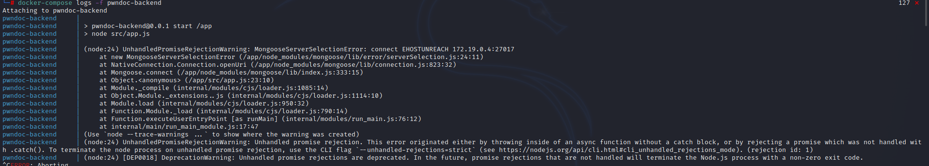 Error contacting backend · Issue #155 · pwndoc/pwndoc · GitHub