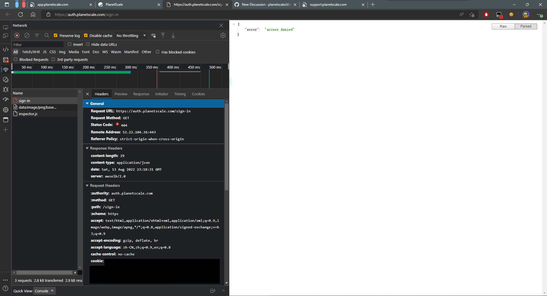 Http 404 for app.planetscale.com and access denied when I try to login · planetscale discussion ...