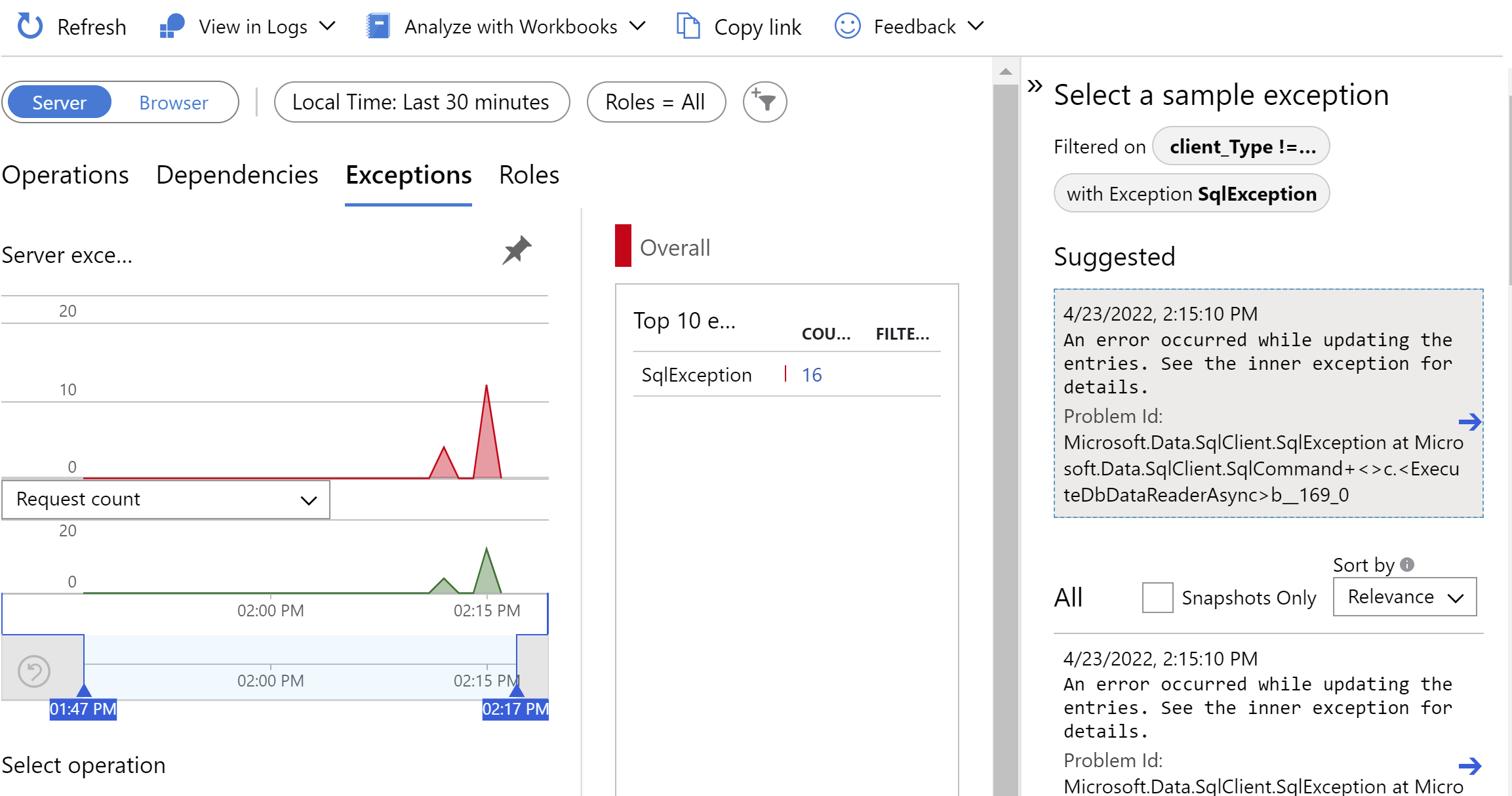 Differentiate between unhandled exception and first chance exception in Azure ...
