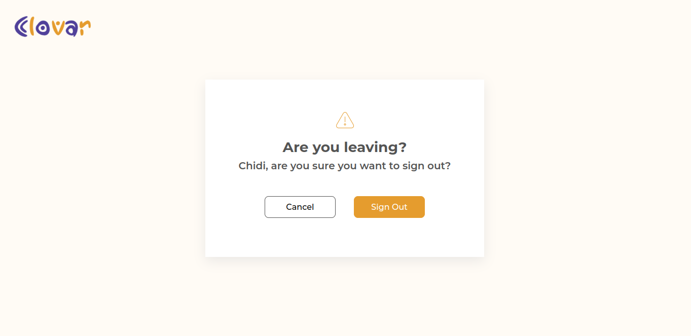 Redesign confirm-sign-out page design · Issue #141 · zuri-training/clovar_cms · GitHub