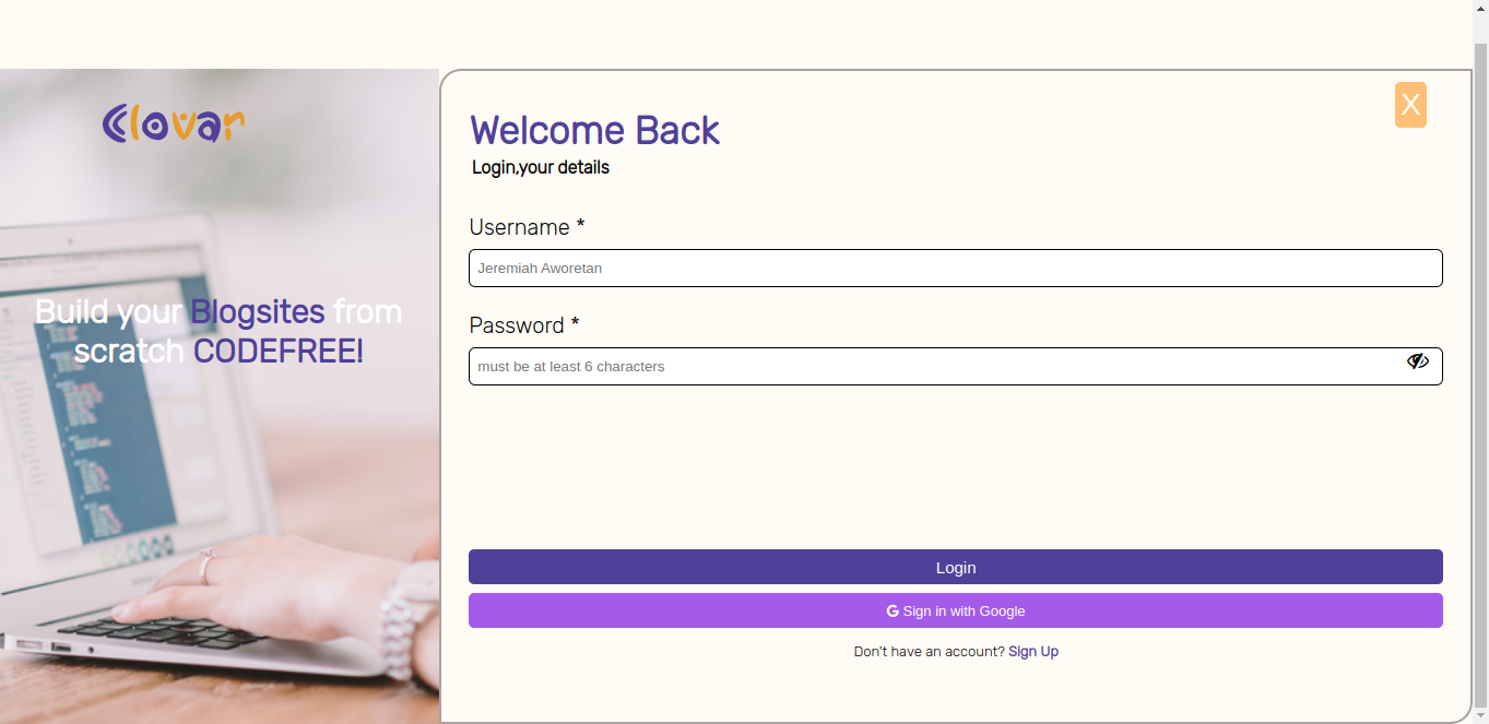 Update Login page design · Issue #143 · zuri-training/clovar_cms · GitHub
