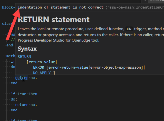 "Indentation of statement is not correct" - reporting erroneously · Issue #74 · vscode-abl ...