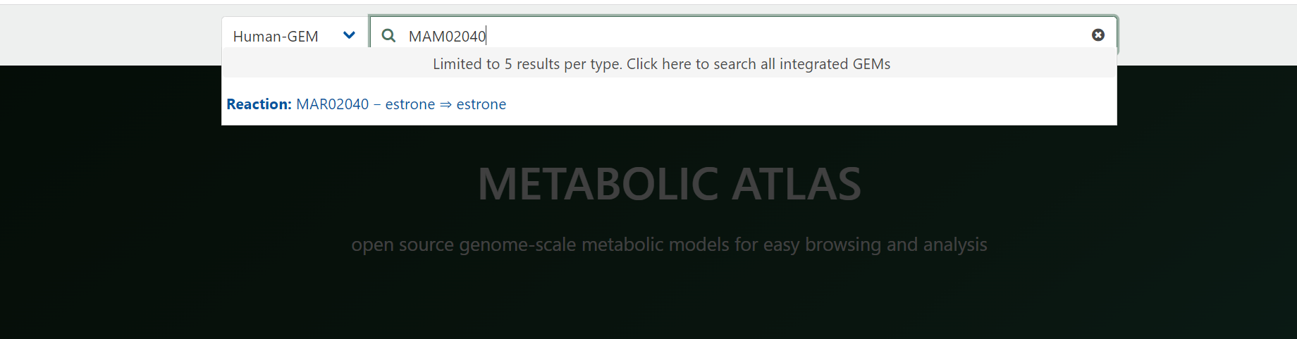 Can't search by metabolite id · Issue #936 · MetabolicAtlas ...