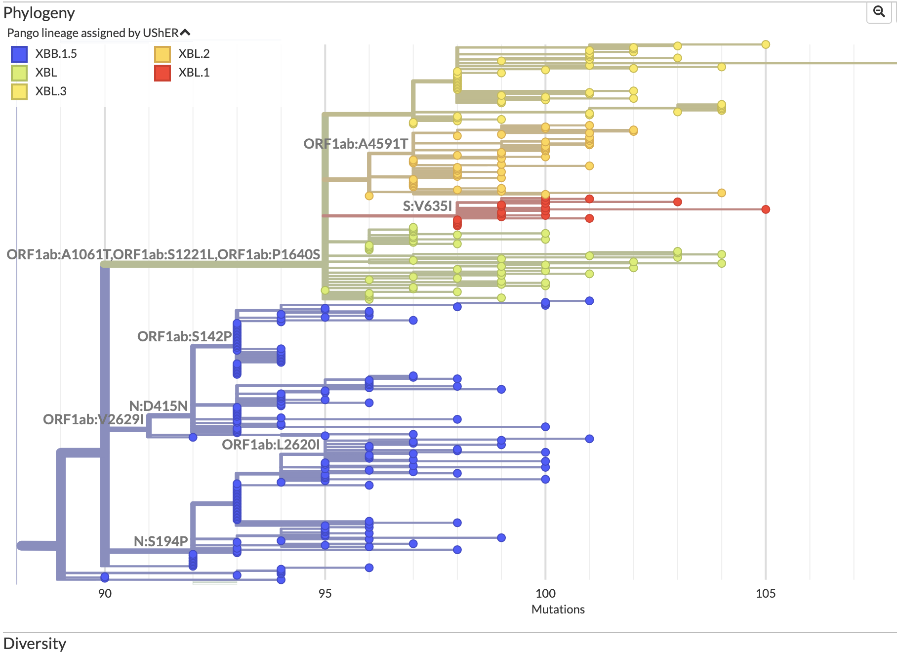 Suggestion to designate the branch (without T17124C), shown on the same Usher branch of XBL, XBB ...