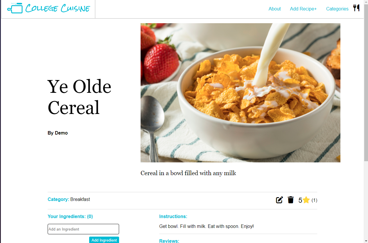 GitHub - ChzFlvrHrse/College-Cuisine